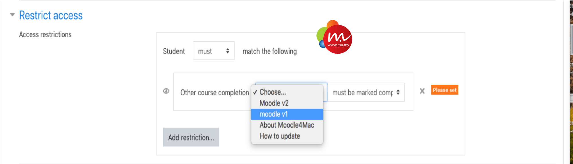 Plugin Other Course Completion Restriction Untuk Moodle - MU DOT MY PLT ...